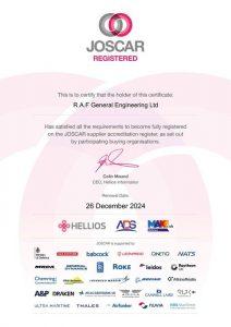 We are officially JOSCAR registered! - RAF Engineering